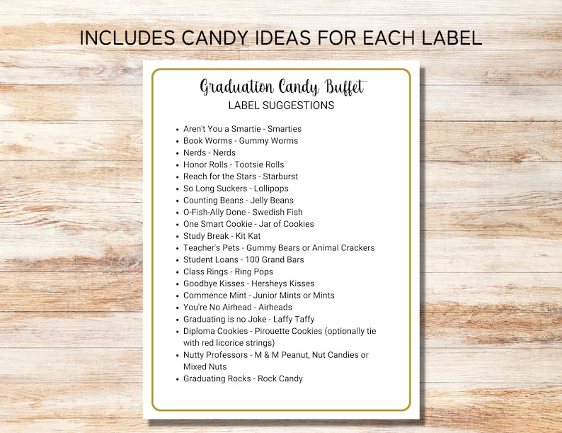 Graduation Candy Bar Signs and Labels, Printable Graduation Candy ...