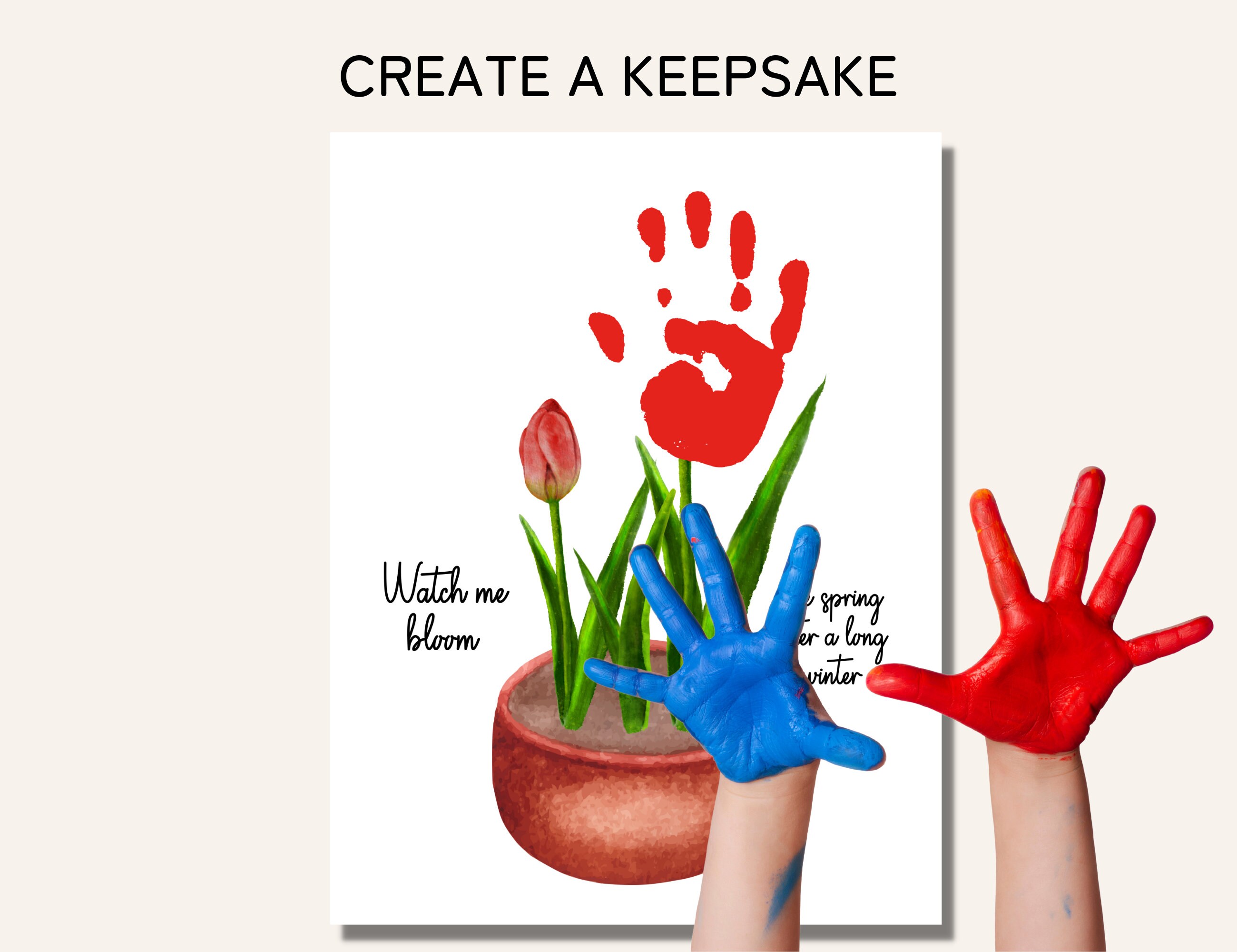 Printable Flower Handprint Art, Handprint Craft, Mother's Day Gift for ...