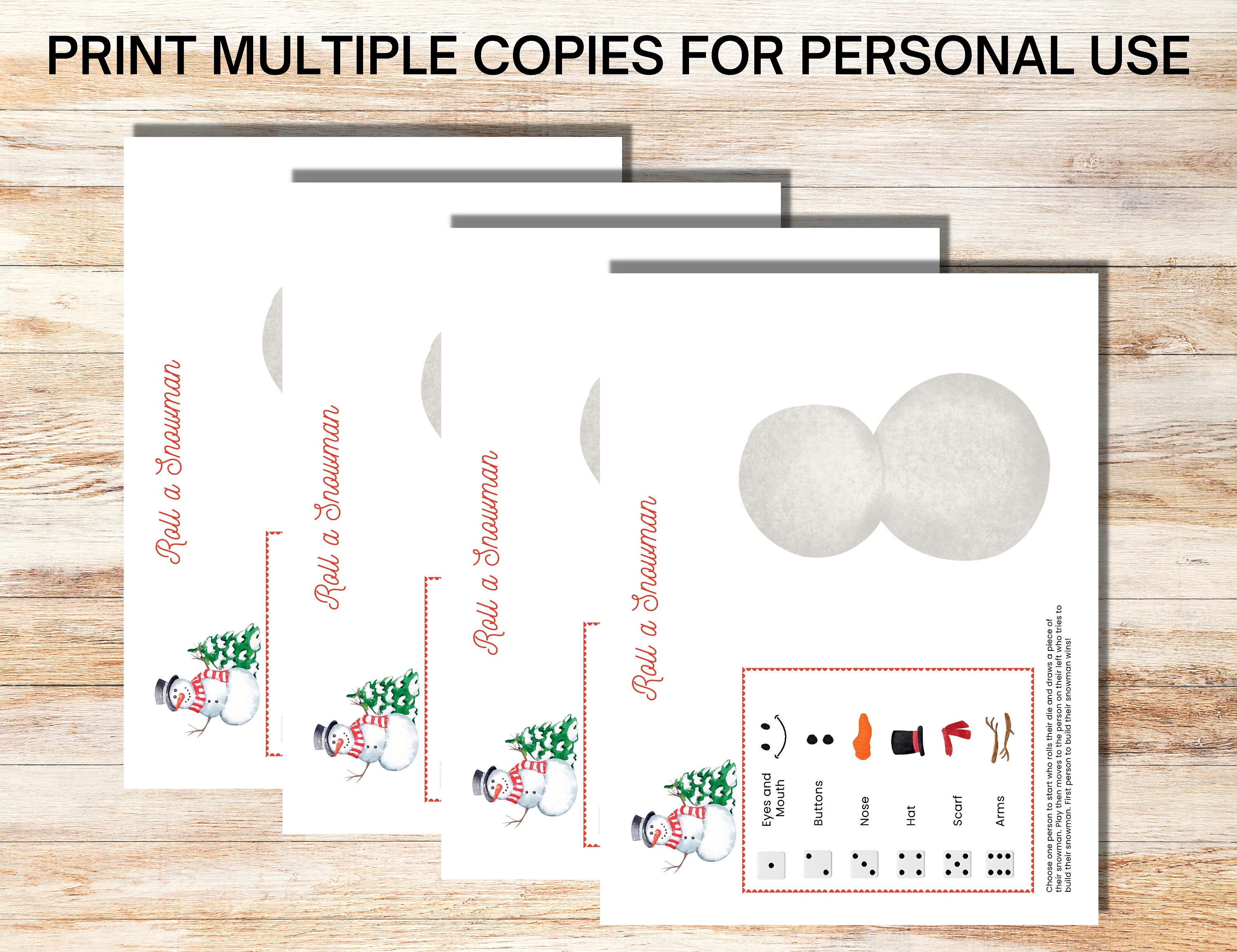 Christmas Roll a Snowman Dice Game, Fun Family Christmas Activity ...