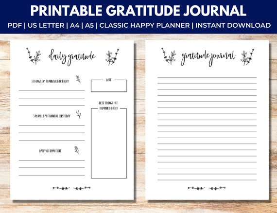 Printable Daily Gratitude Journal Affirmation Journal - Etsy