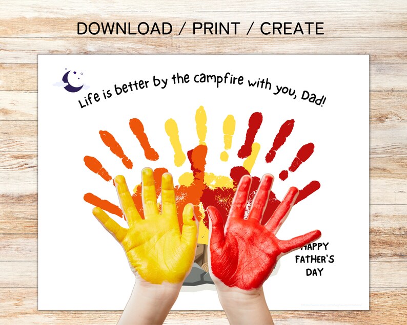 Father's Day Handprint Art, Printable Handprint Craft, Handprint ...