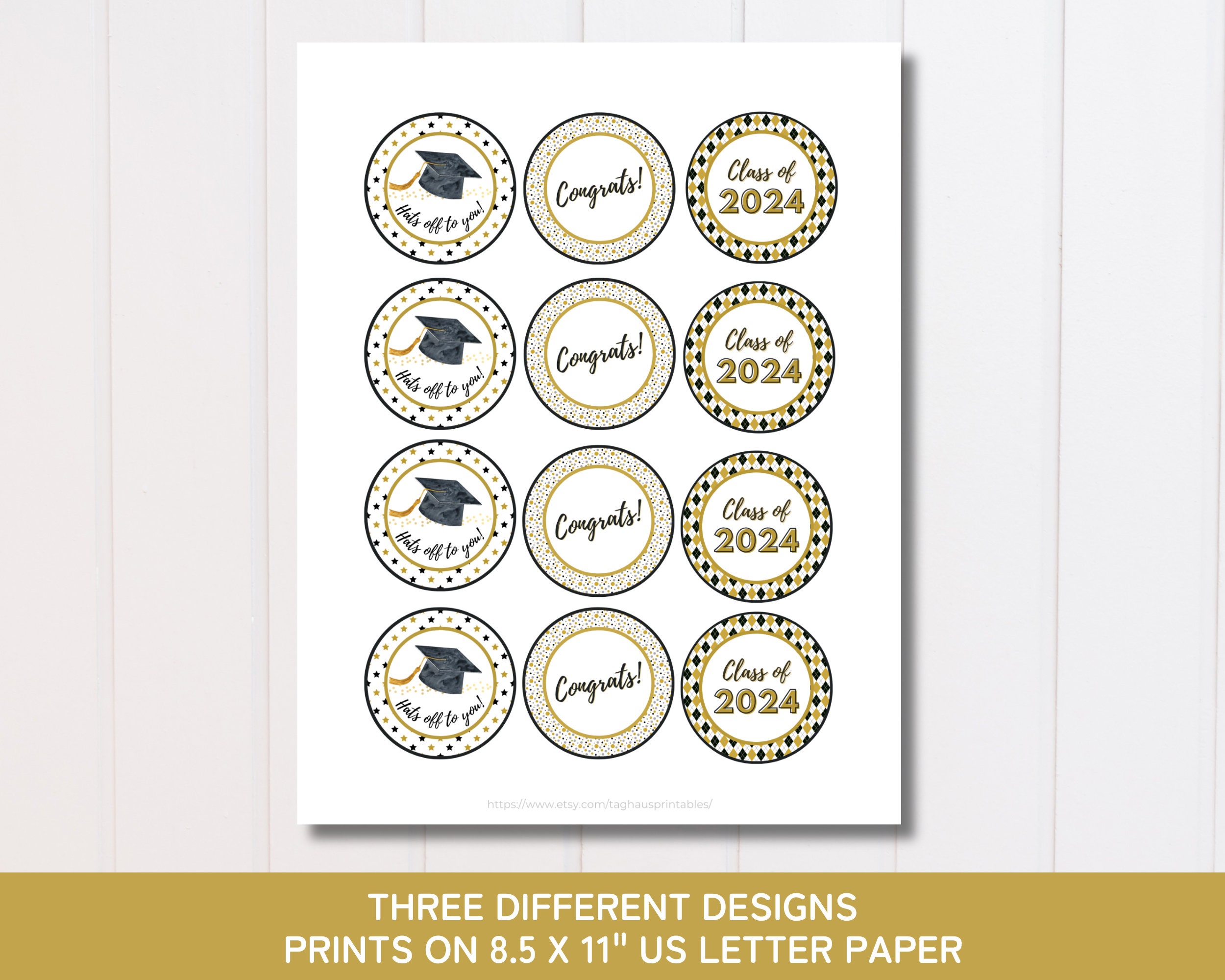 Printable Graduation Cupcake Toppers, 2024 Graduation Party Decorations ...