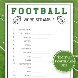 Football Word Scramble Game, Football Theme Party Games, Birthday Party ...