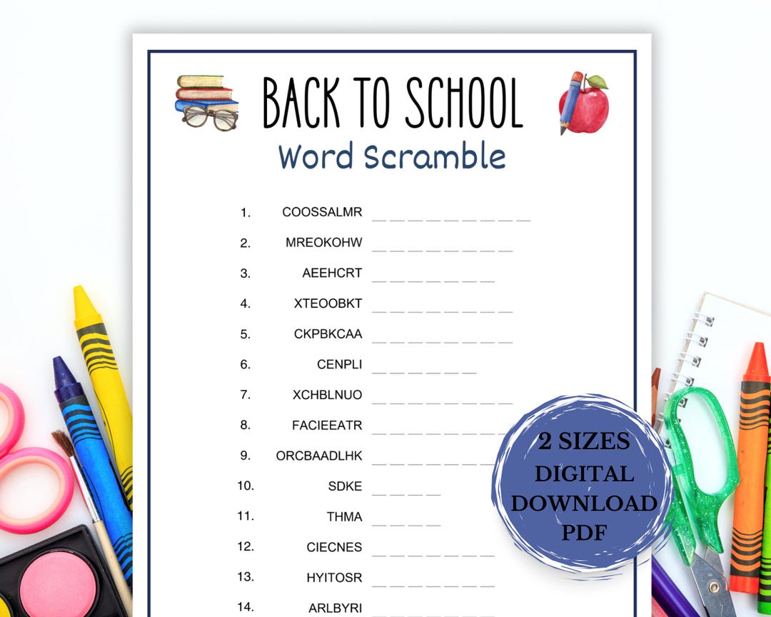 Back to School Word Scramble Game, First Week Classroom Activity Word ...