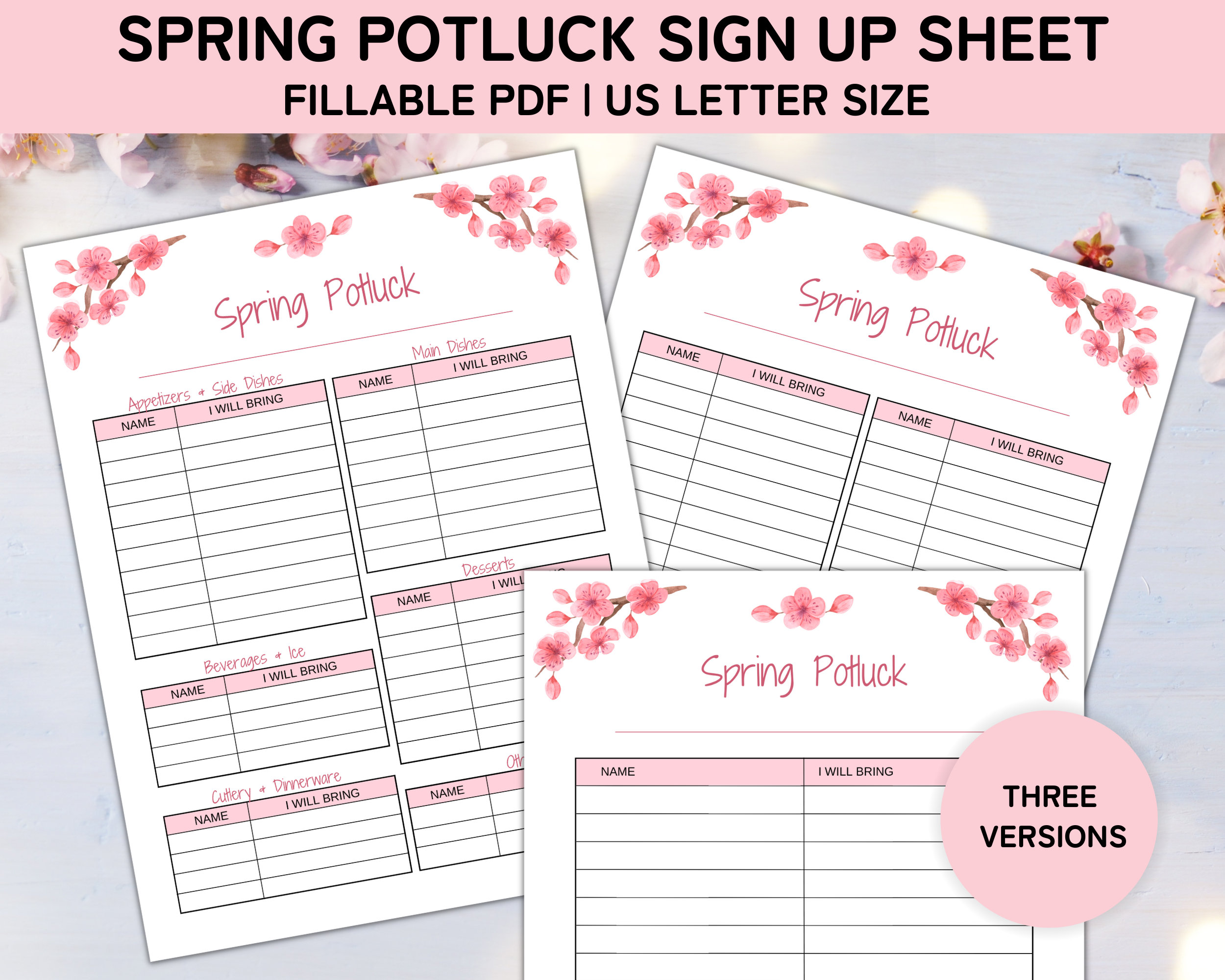 Spring Potluck Sign up Sheet Printable Food Sign up Sheet - Etsy Ireland
