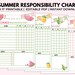 Summer Chore Chart for Kids, Printable Responsibility Chart, Reward ...