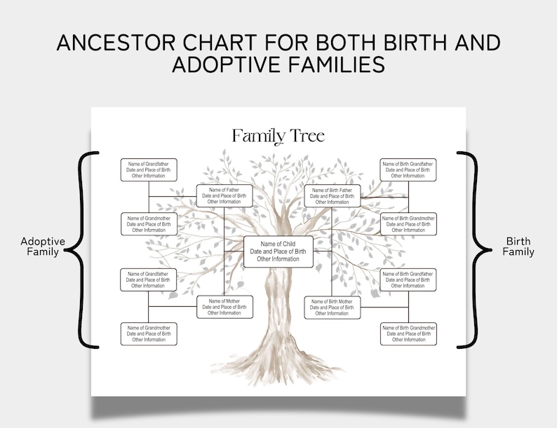 Family Tree Template for Adoptive Family, 3 Generation Family Tree ...