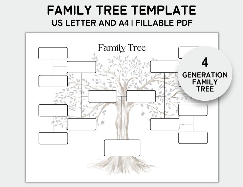 Family Tree Template 4 Generation Family Tree Chart - Etsy