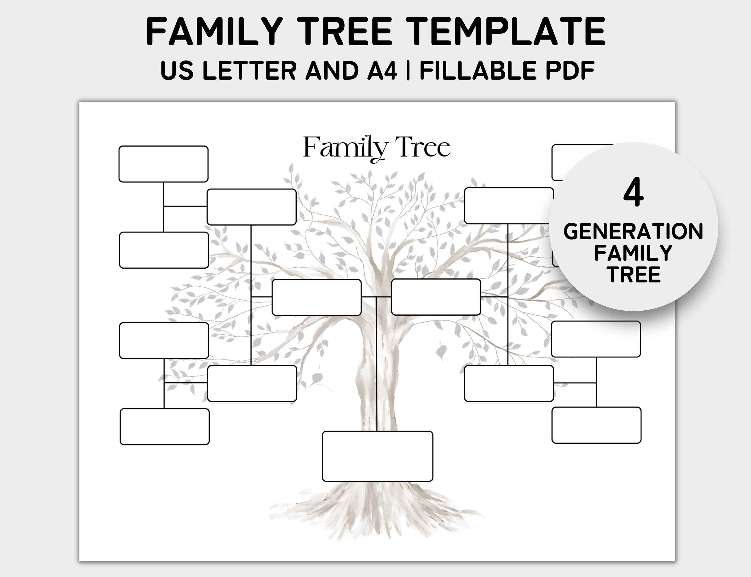 Family Tree Template 4 Generation Family Tree Chart - Etsy UK