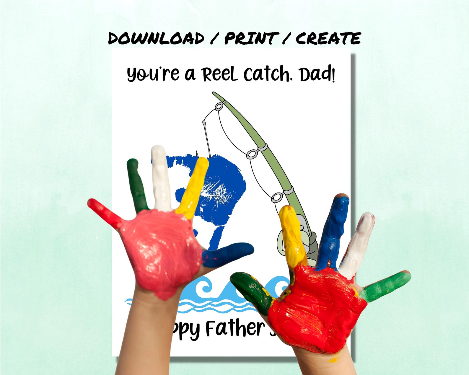 Father's Day Handprint Craft Printable Kid's Card - Etsy