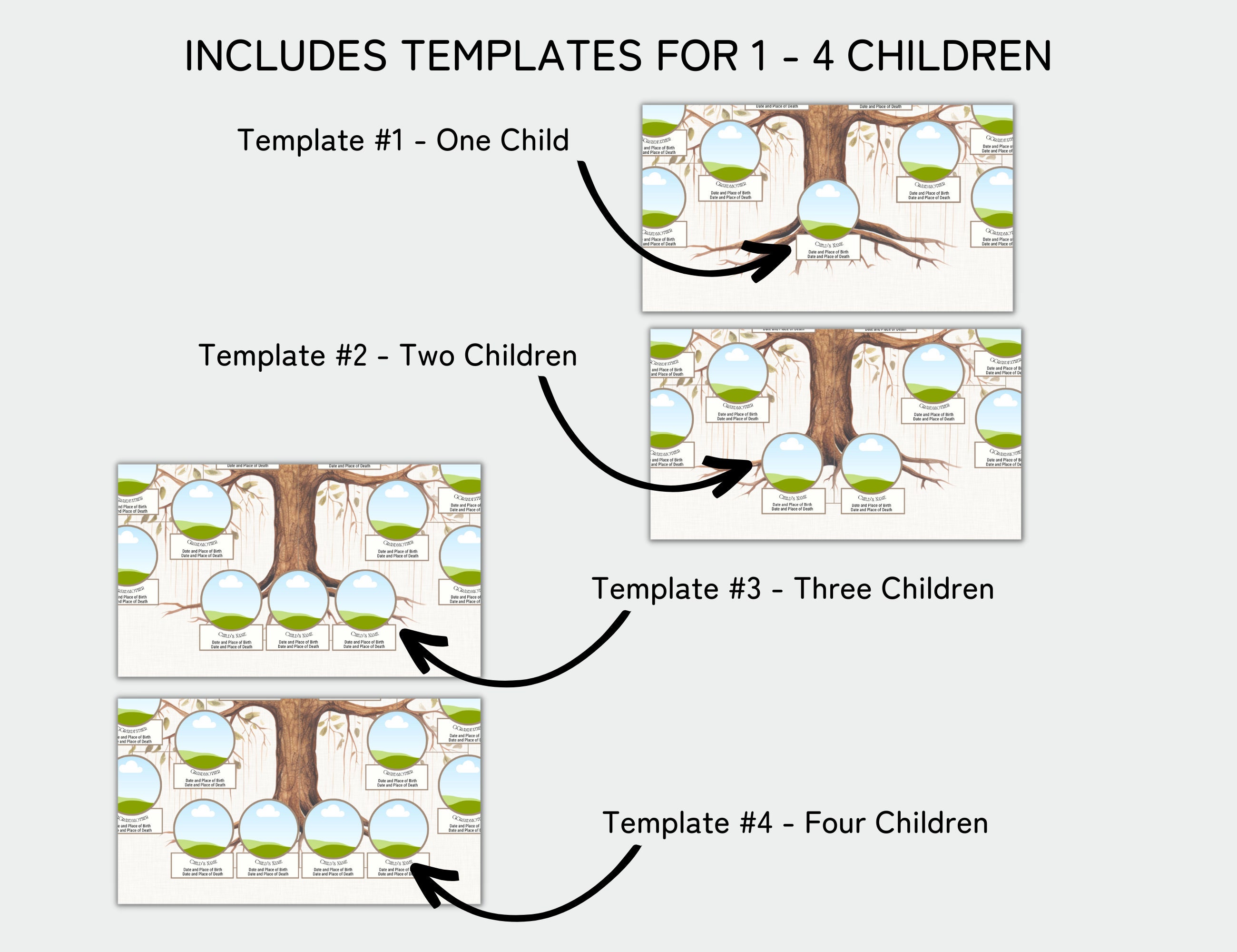Editable Family Tree Template With Photos, 4 Generation Family Tree ...