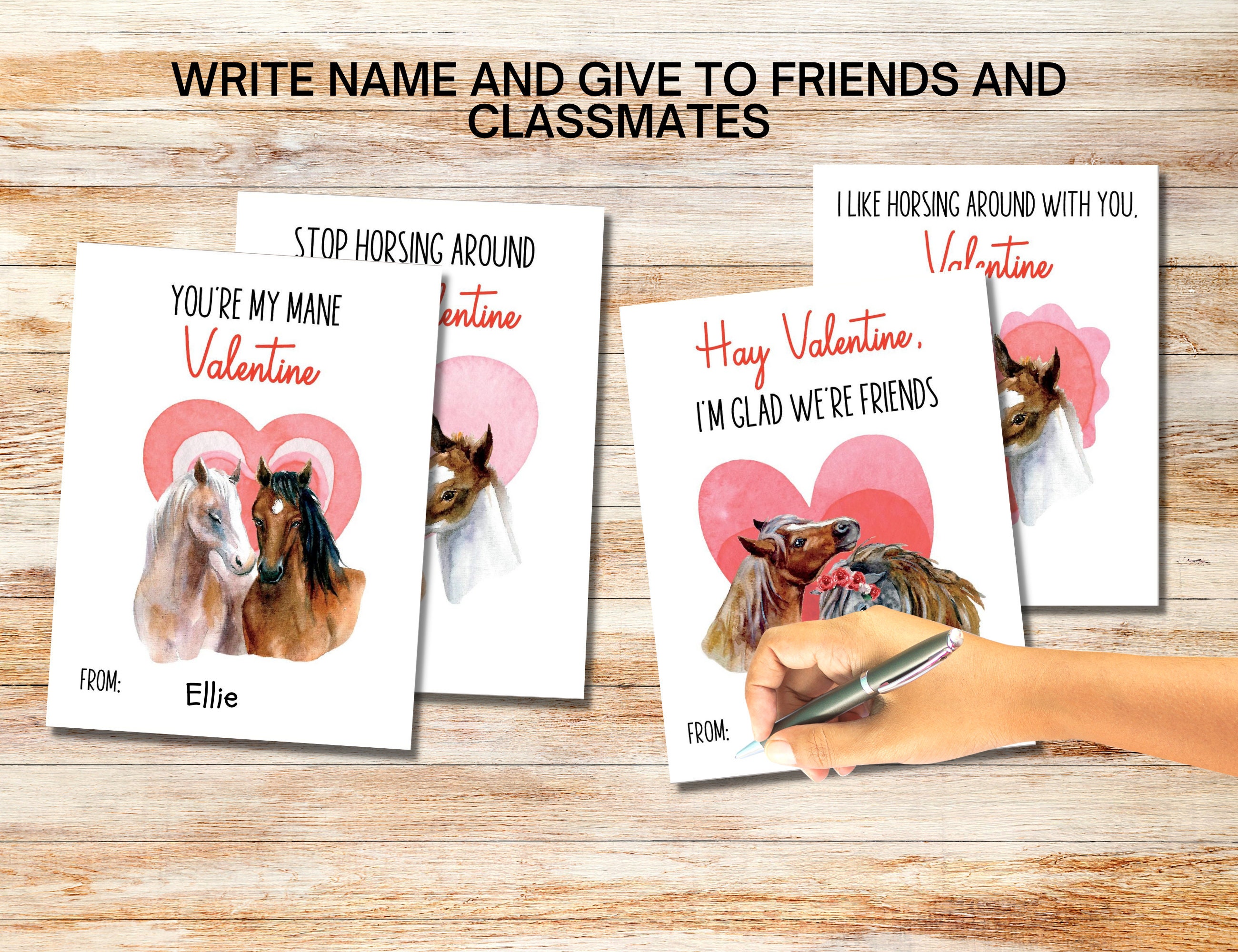Horse Valentine Printable, Valentine Cards for Kids, Class Valentines ...
