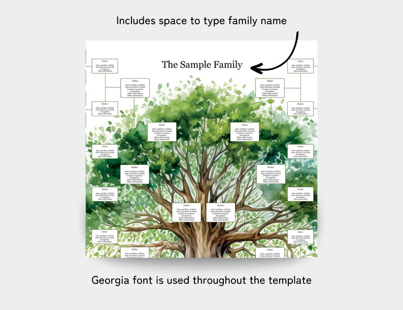 Family Tree Template 9 Generation, Family Tree Chart, 36x48" Poster ...