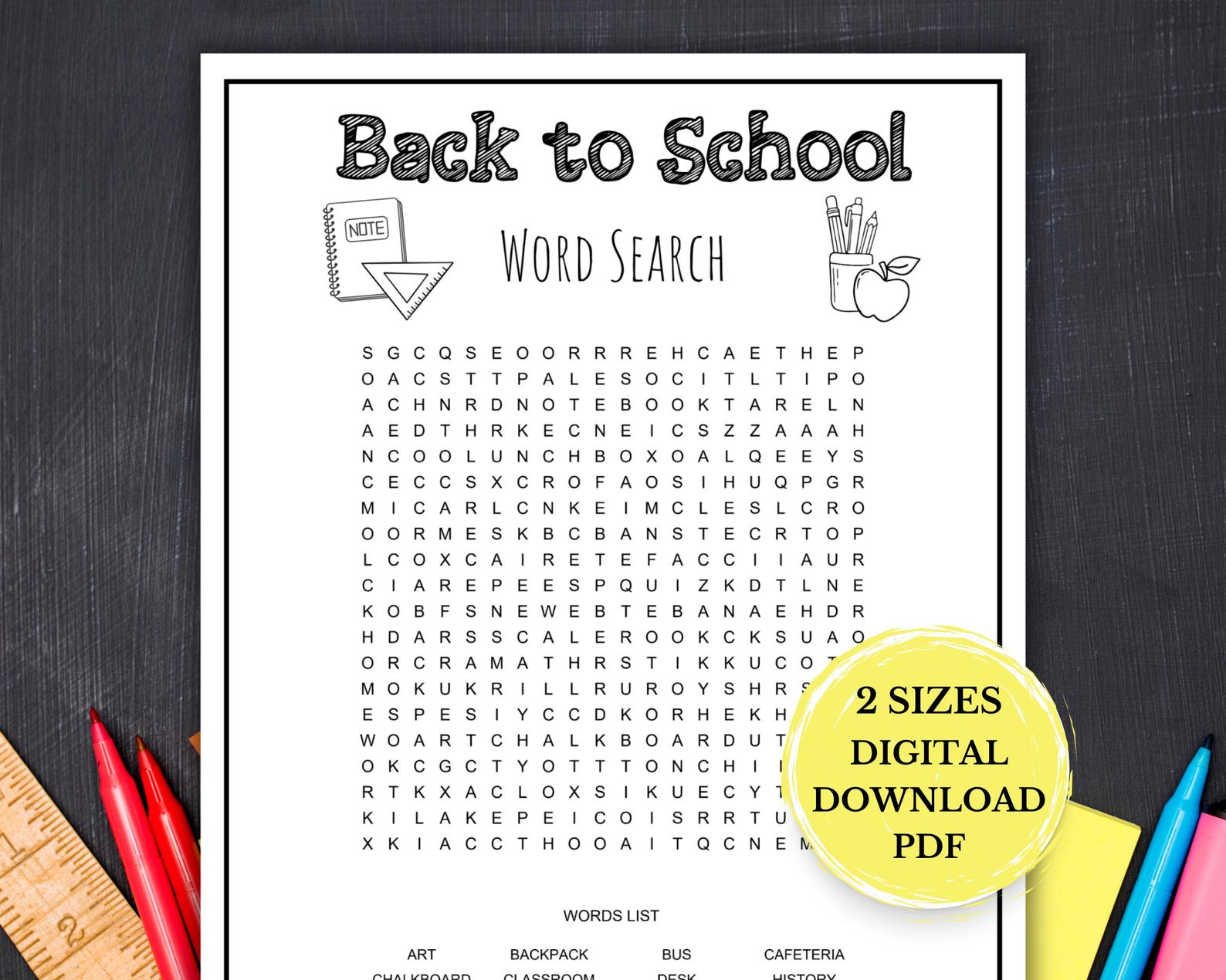 Back to School Word Search Game, First Week Classroom Activity Word ...