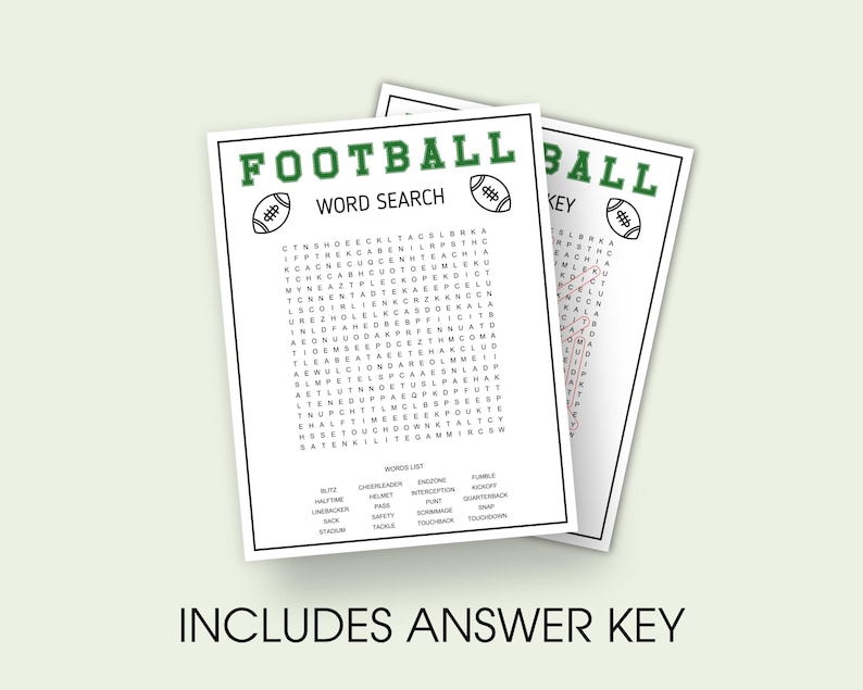 Football Word Search Game, Football Theme Party Games, Birthday Party ...
