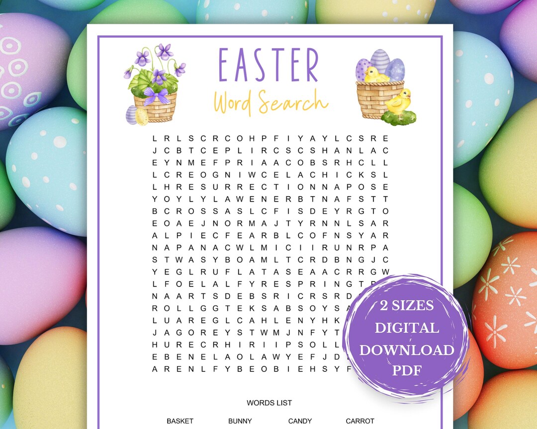 Easter Word Search Game, Easter Party Games for Kids, Holiday Word ...