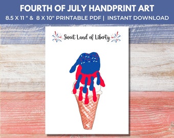 Fourth of July Handprint Art Bundle Printable Summer | Etsy