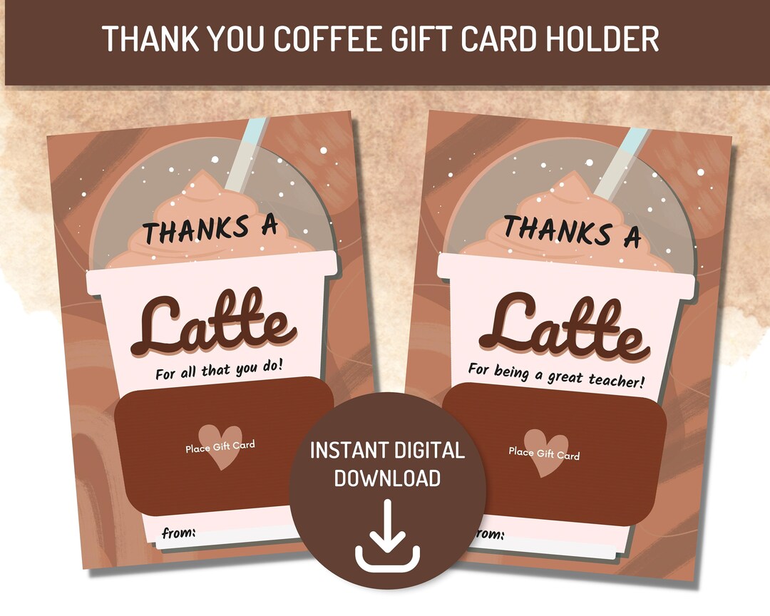 Printable Coffee Gift Card Holder for Staff, Employee, Teacher ...