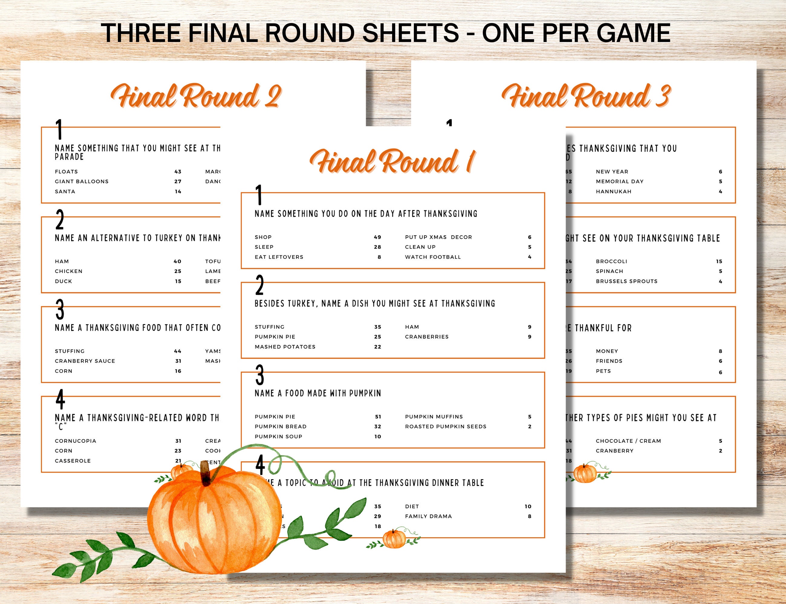 Thanksgiving Friendly Feud Game, Printable Game, Fall Party Games ...