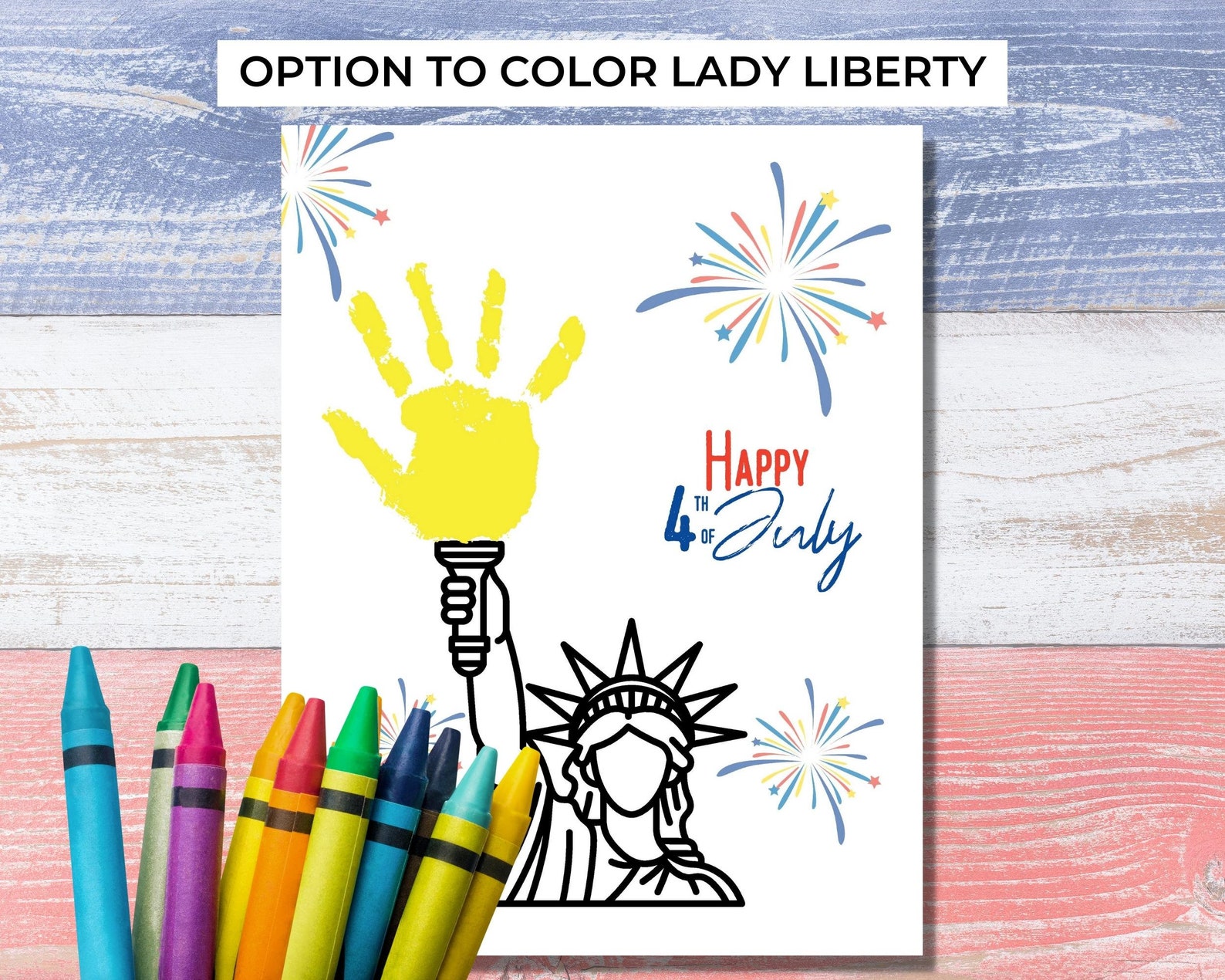 Fourth of July Handprint Art, Printable Summer Keepsake, Statue of ...
