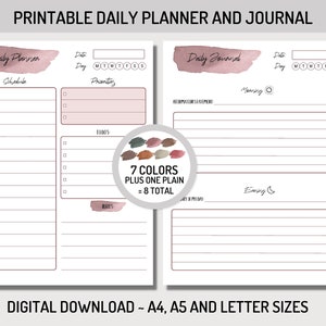Daily Planner and AM/PM Journal, Printable, Daily to Do List, Daily ...