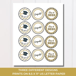 Printable Graduation Cupcake Toppers, 2023 Graduation Party Decorations ...