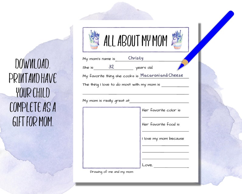Cuestionario imprimible Todo sobre mi mamá, Actividad en el aula del ...