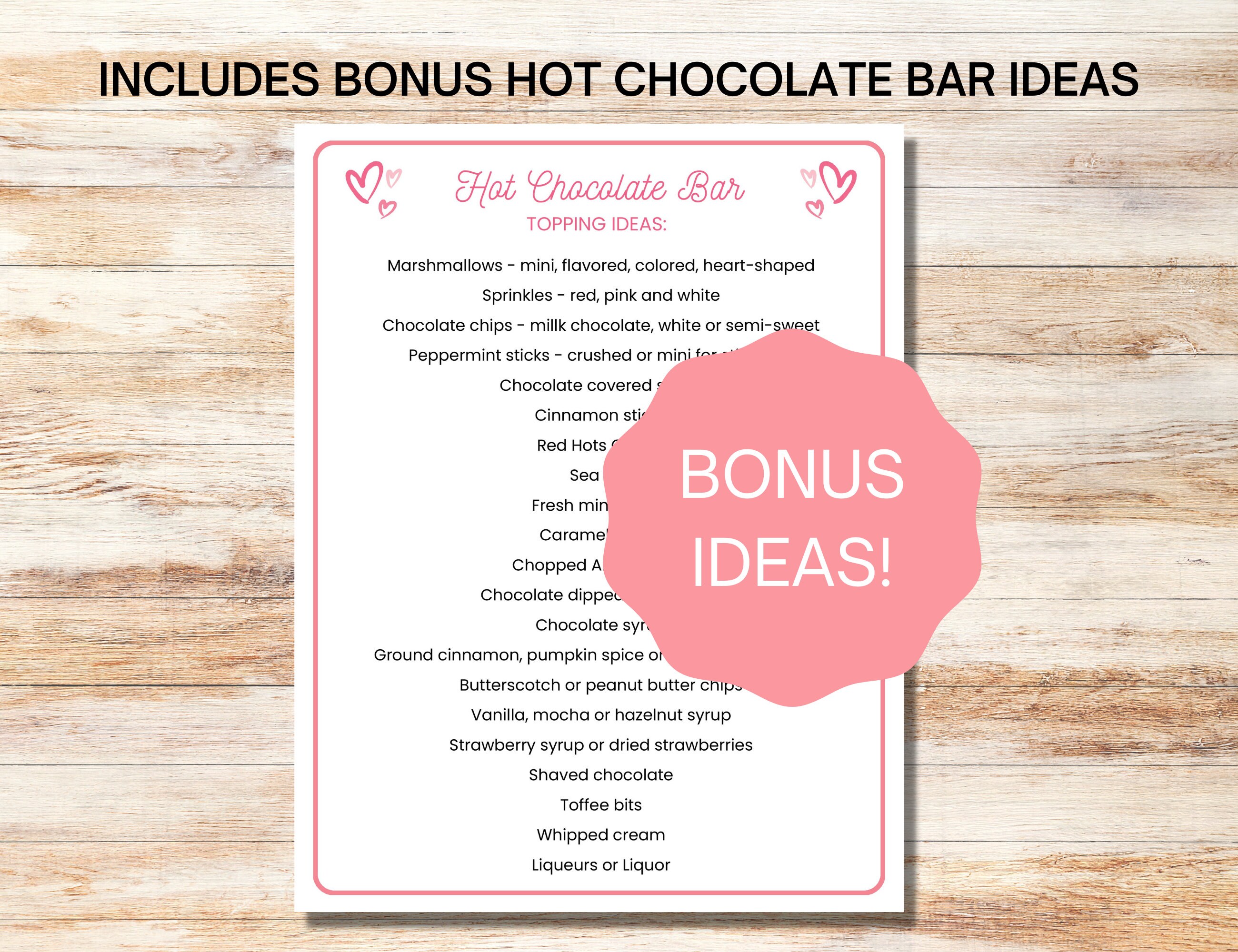 Valentine Hot Chocolate Bar Sign and Labels for Hot Cocoa Bar ...