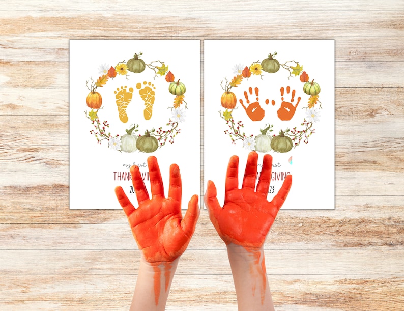 My First Thanksgiving Handprint and Footprint Art, Fall Handprint Craft ...