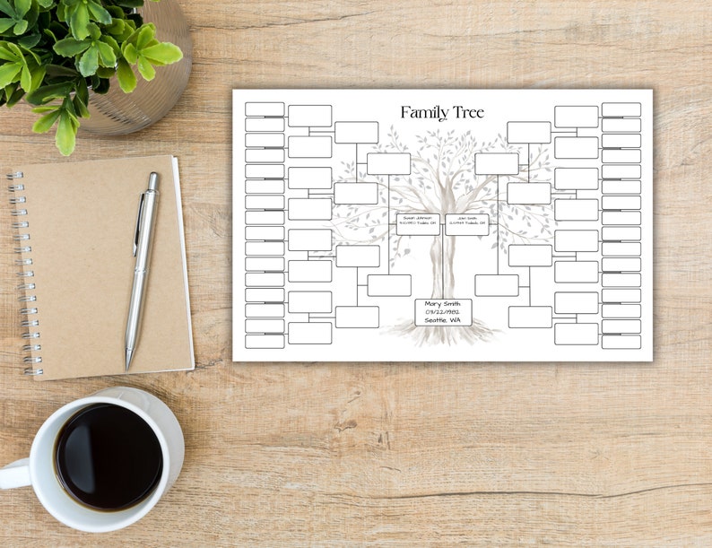 6 Generation Family Tree Poster, Blank Physical Family Tree Chart, 11 X ...