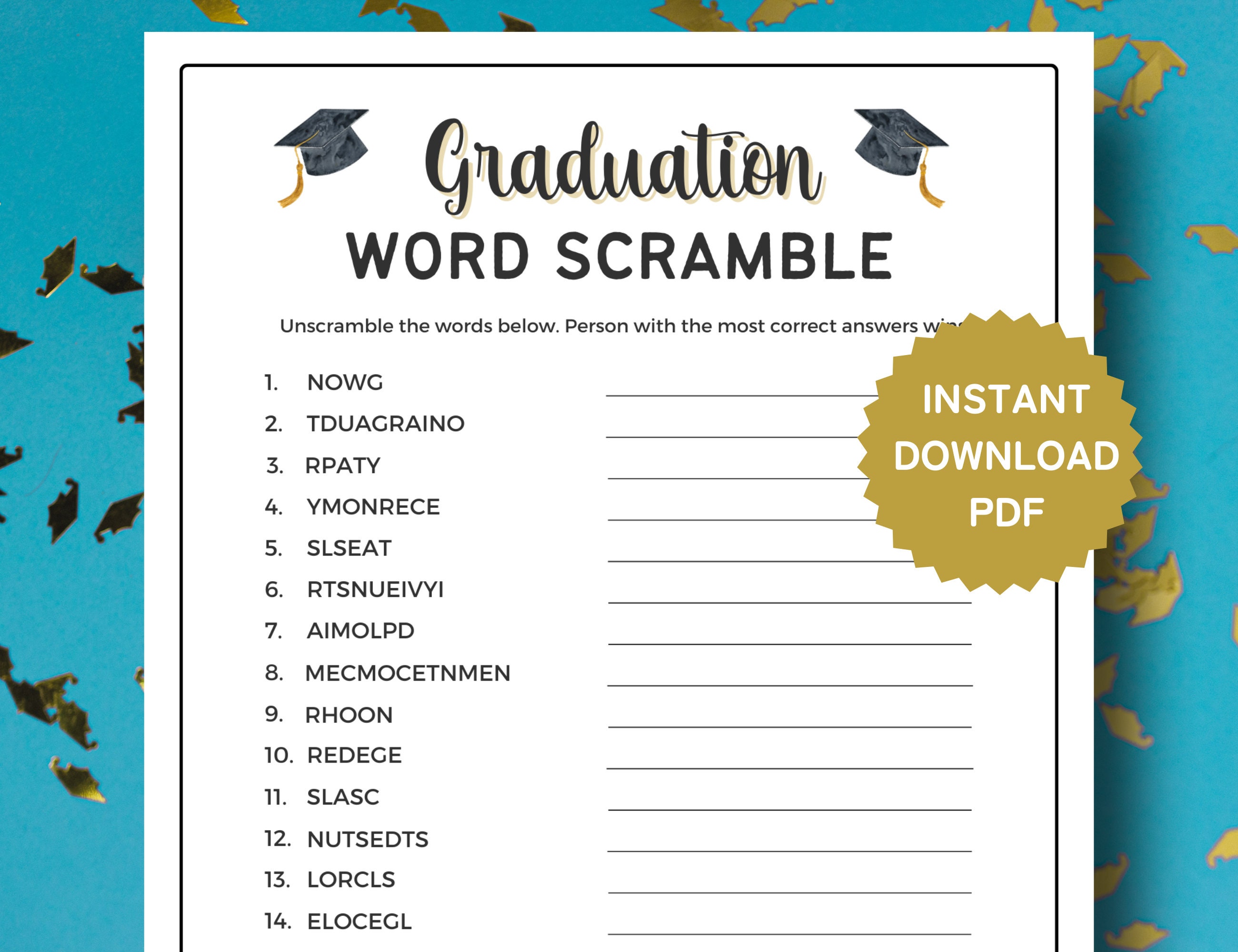Graduation Word Scramble Game, Graduation 2025, Graduation Printable ...