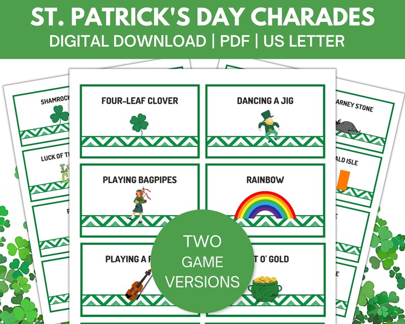 St. Patrick's Day Charades or Draw the Word Game St. - Etsy