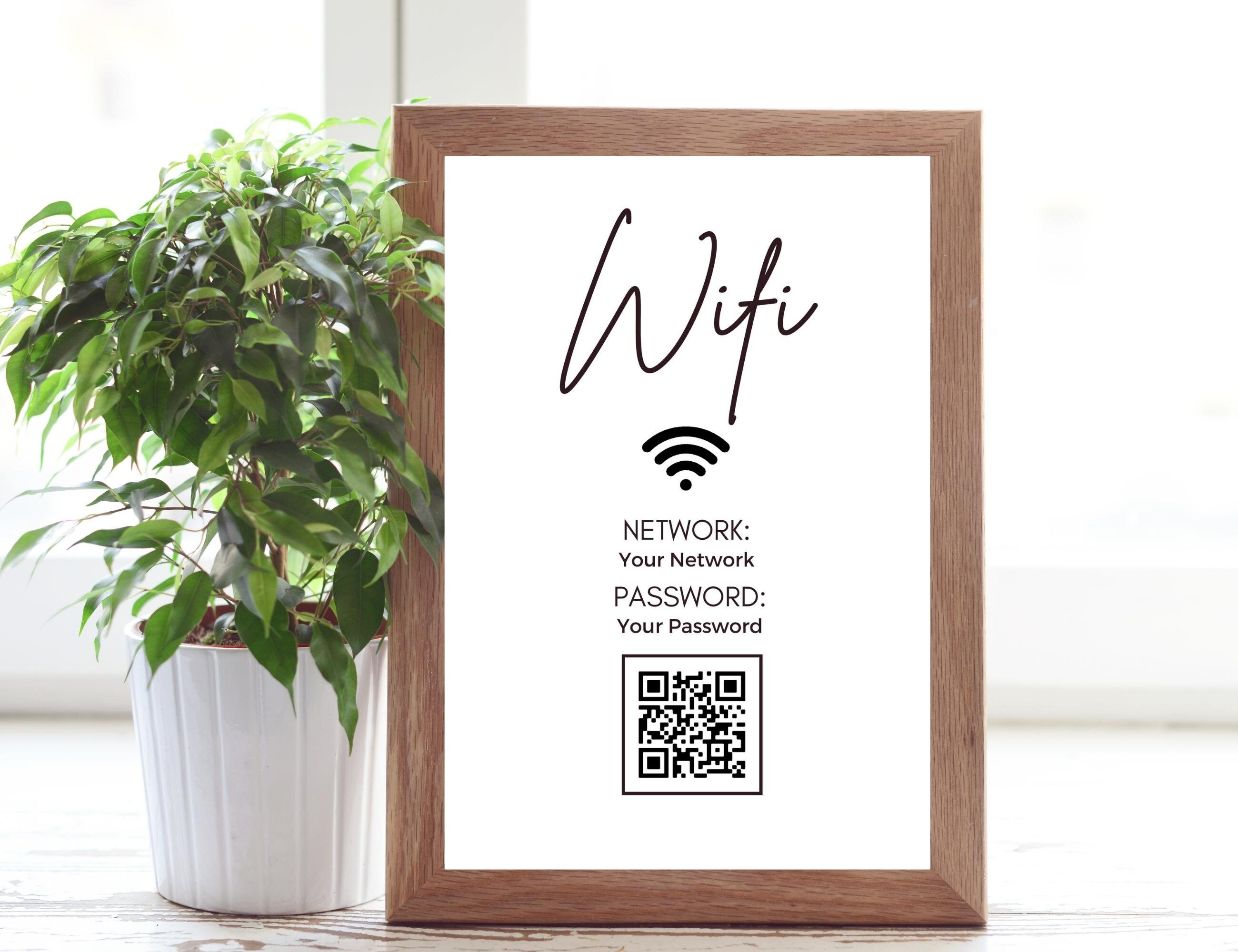 Wifi Password QR Sign, Printable Wifi Sign, Wifi Network Sign, QR Code ...