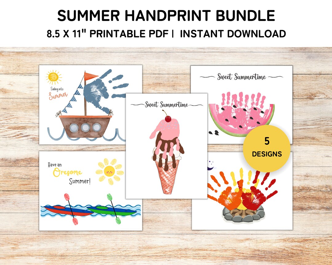 Summer Handprint Art Bundle, Handprint Craft, Fingerprint Art ...