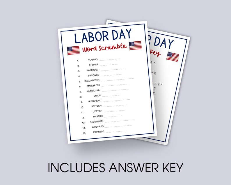 Labor Day Word Scramble Game, Patriotic Games, Labor Day Activities ...
