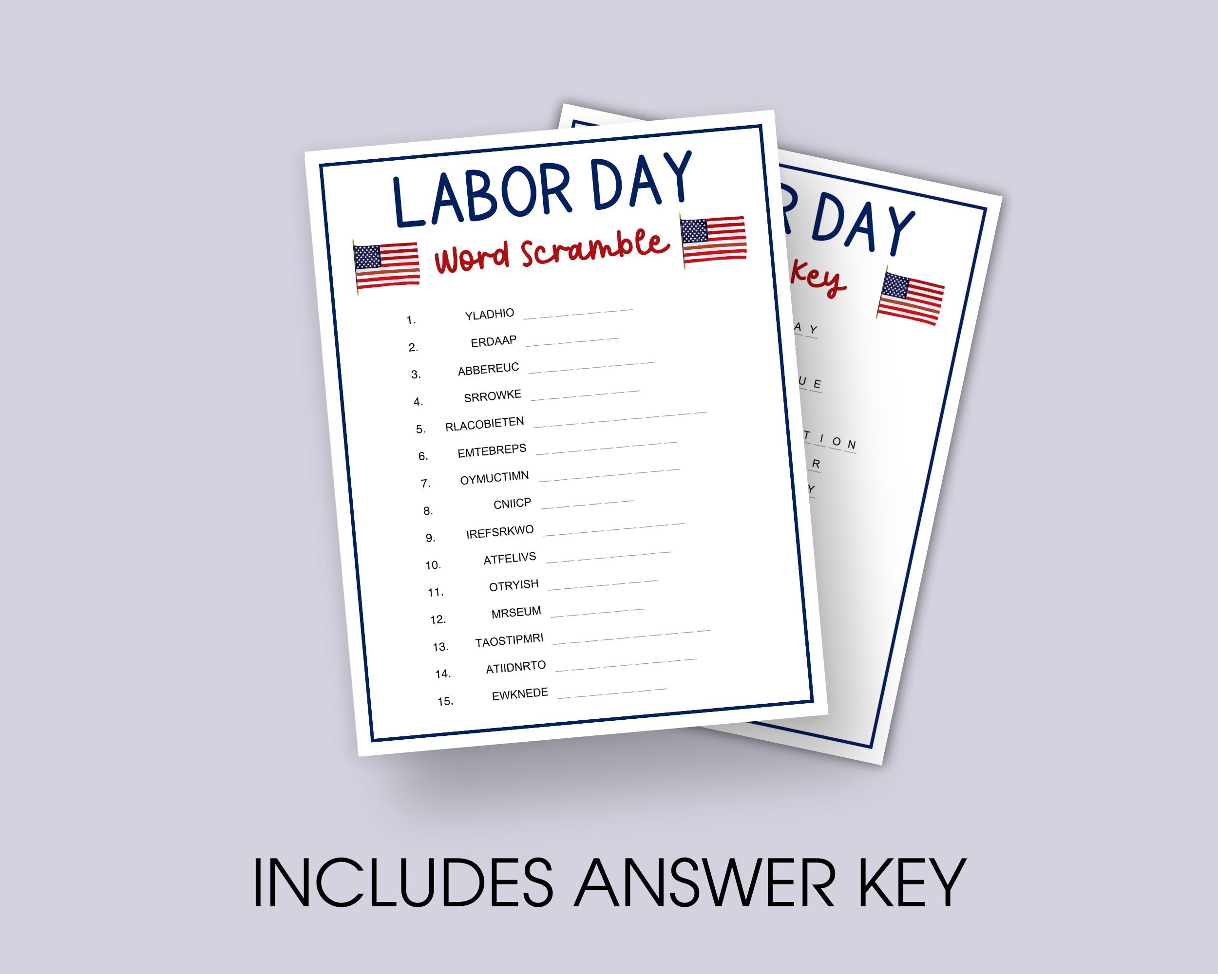 Labor Day Word Scramble Game, Patriotic Games, Labor Day Activities ...