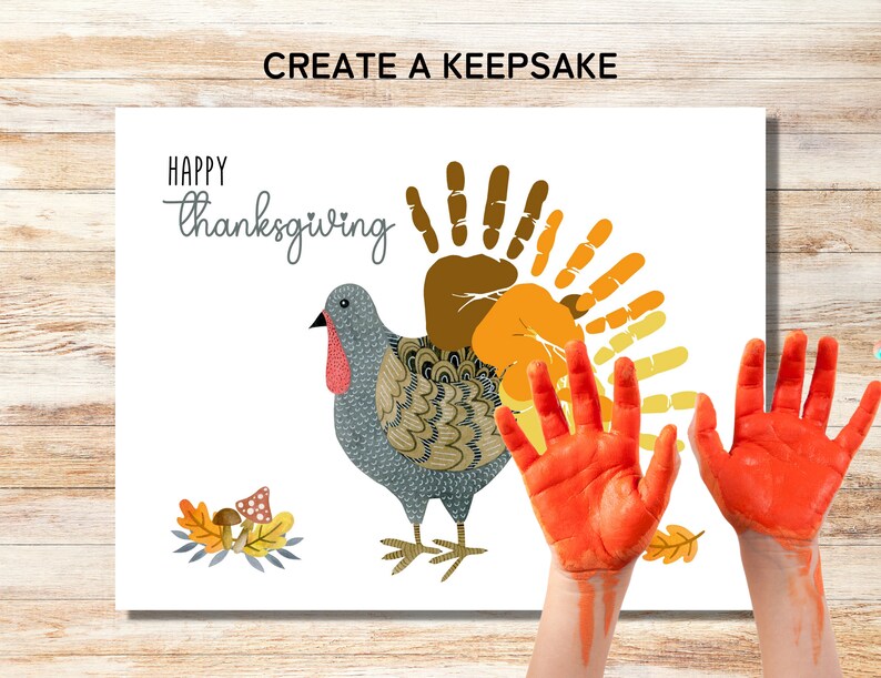 Thanksgiving Handprint and Footprint Art Bundle, Fall Handprint, Turkey ...