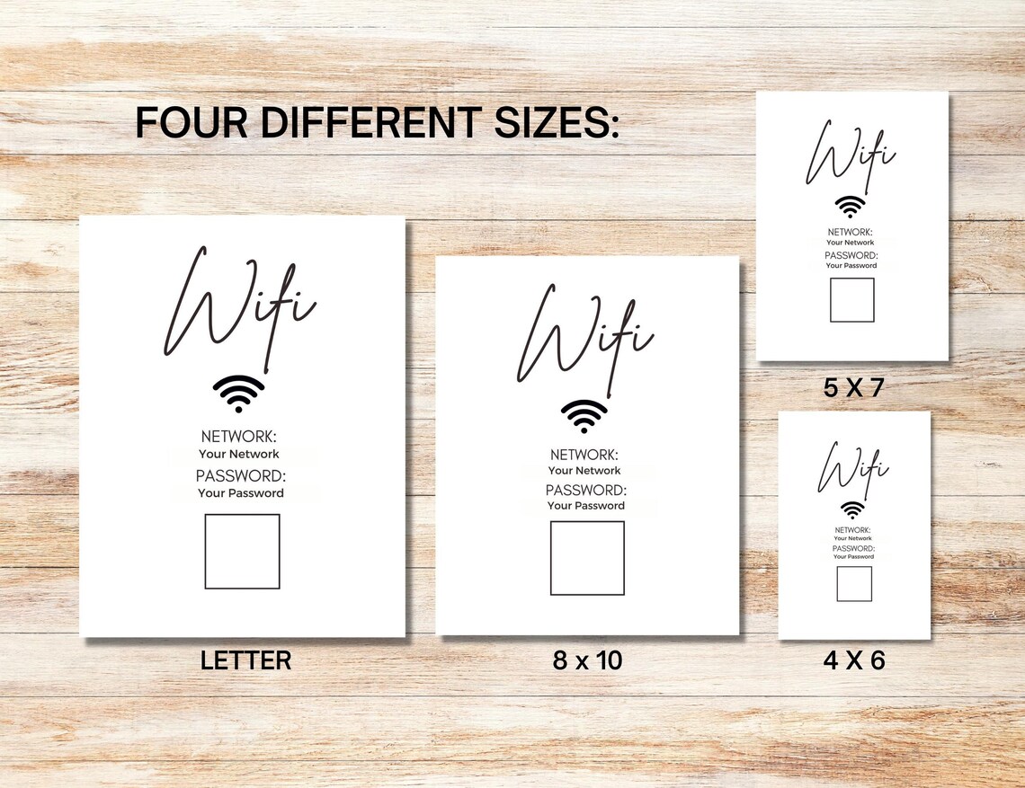 Wifi Password QR Sign Printable Wifi Sign Wifi Network Sign - Etsy