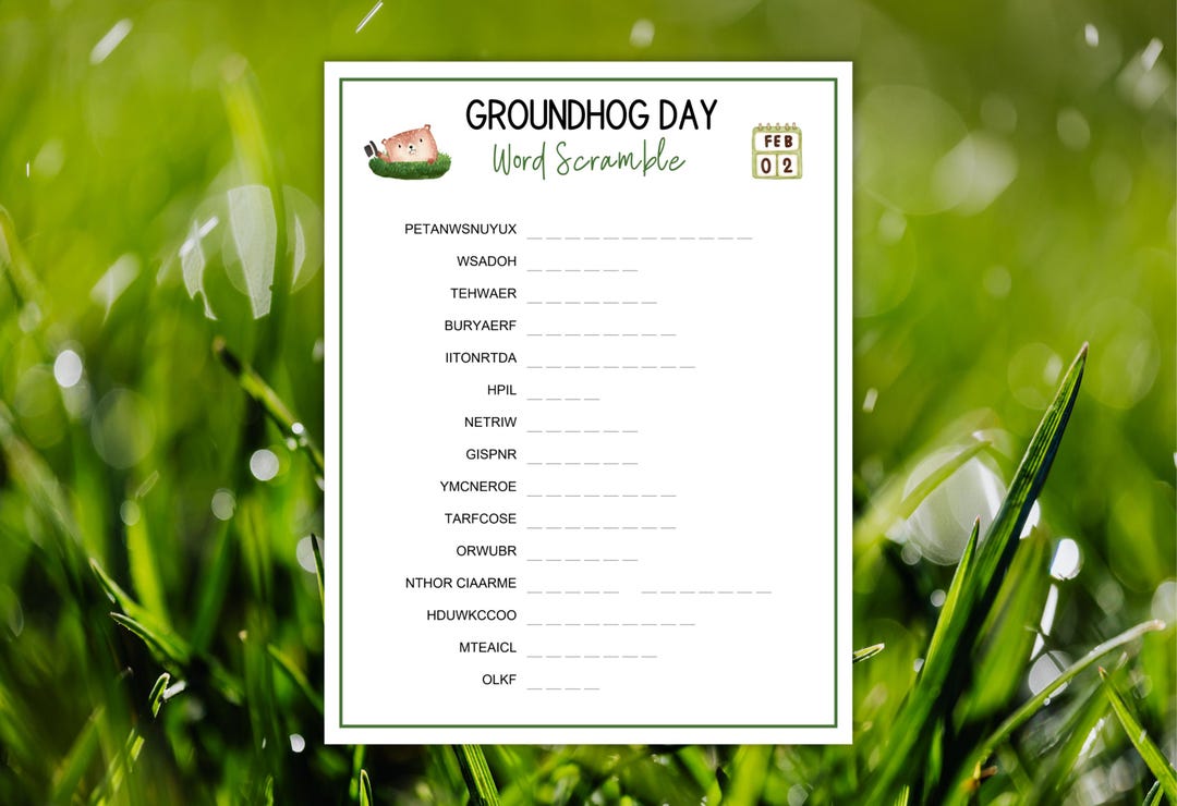 Groundhog Day Word Scramble Game, Printable Winter Activity for Kids ...