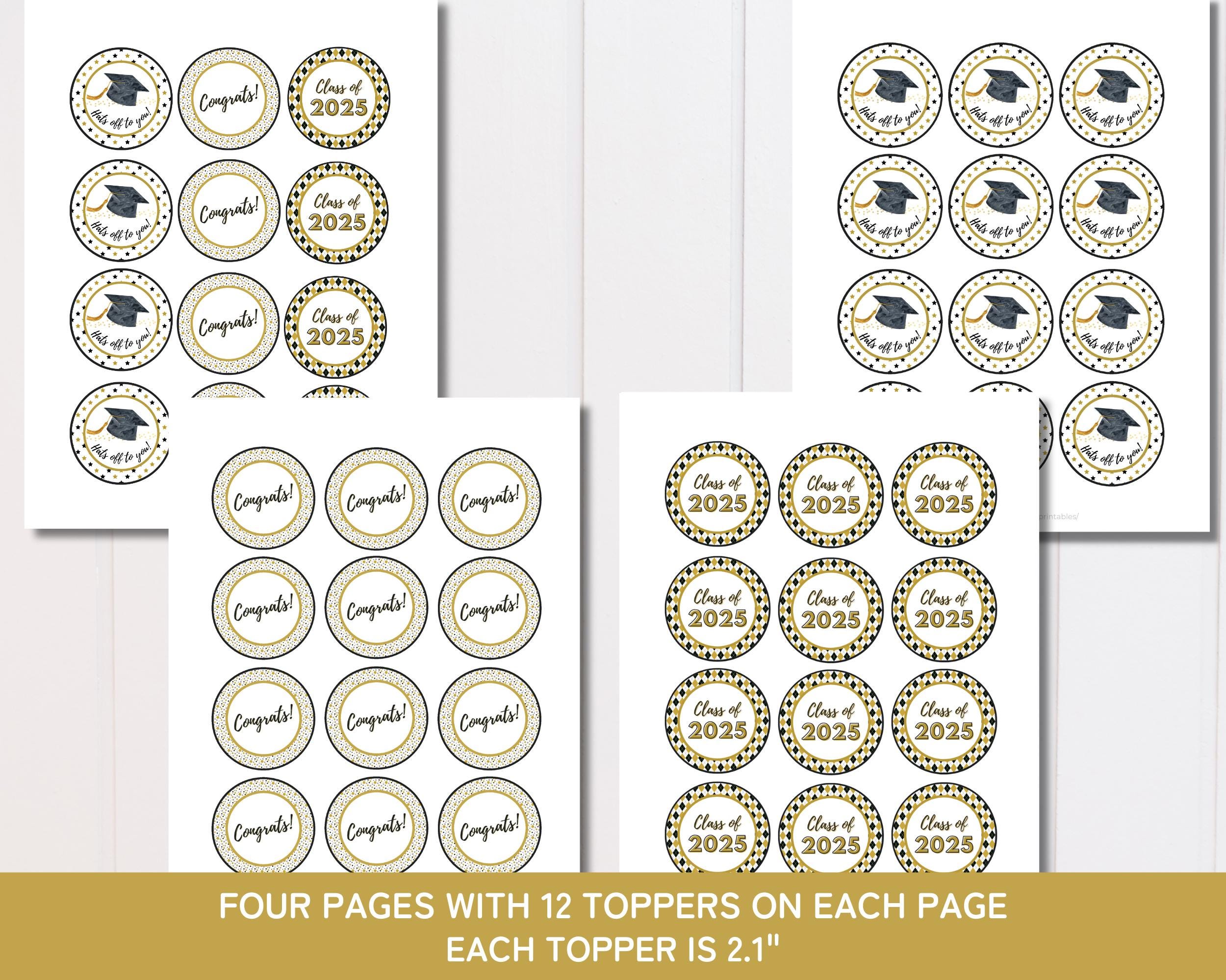 Printable Graduation Cupcake Toppers, 2025 Graduation Party Decorations ...