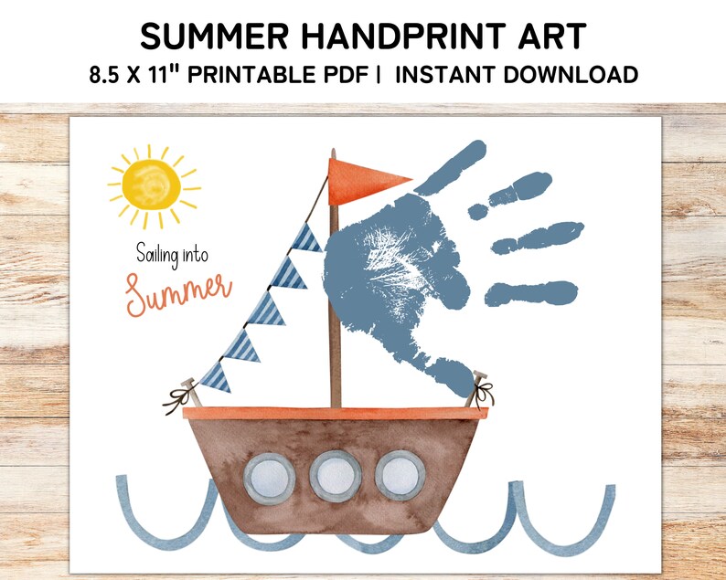 Summer Handprint Art Handprint Craft Printable Summer - Etsy
