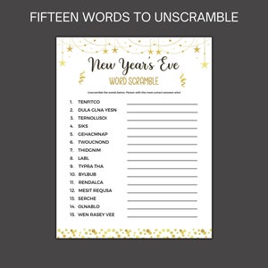 New Years Word Scramble Game, New Years Eve Party, New Years Games ...