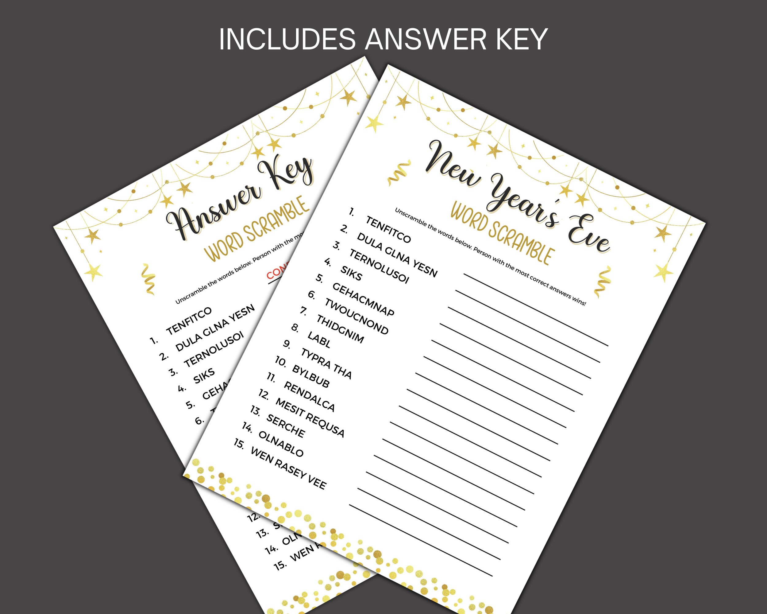 New Years Word Scramble Game, New Years Eve Party, New Years Games ...