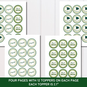 Printable Graduation Cupcake Toppers, 2024 Graduation Party Decorations ...