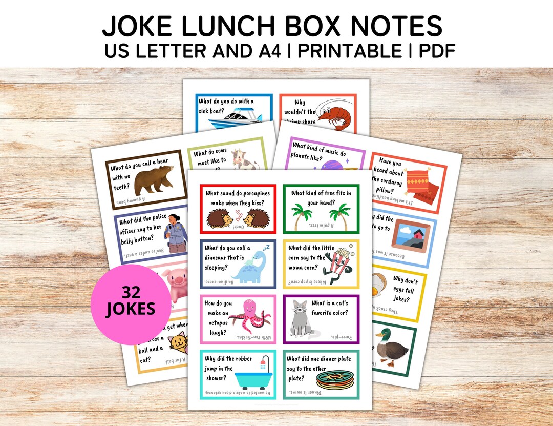 Joke Lunchbox Notes for Kids, Printable Jokes for Kids, Lunchbox Cards ...