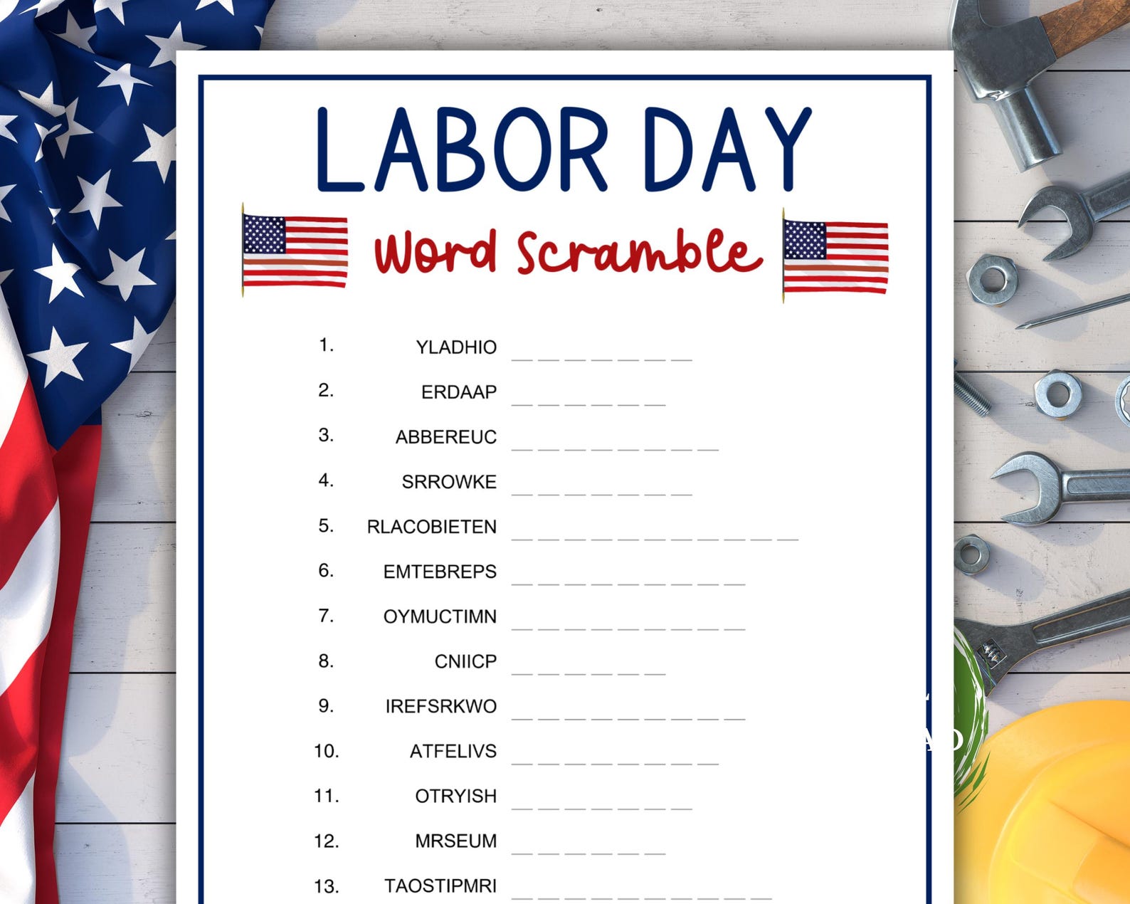 Labor Day Word Scramble Game, Patriotic Games, Labor Day Activities ...