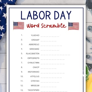 Labor Day Word Scramble Game, Patriotic Games, Labor Day Activities ...