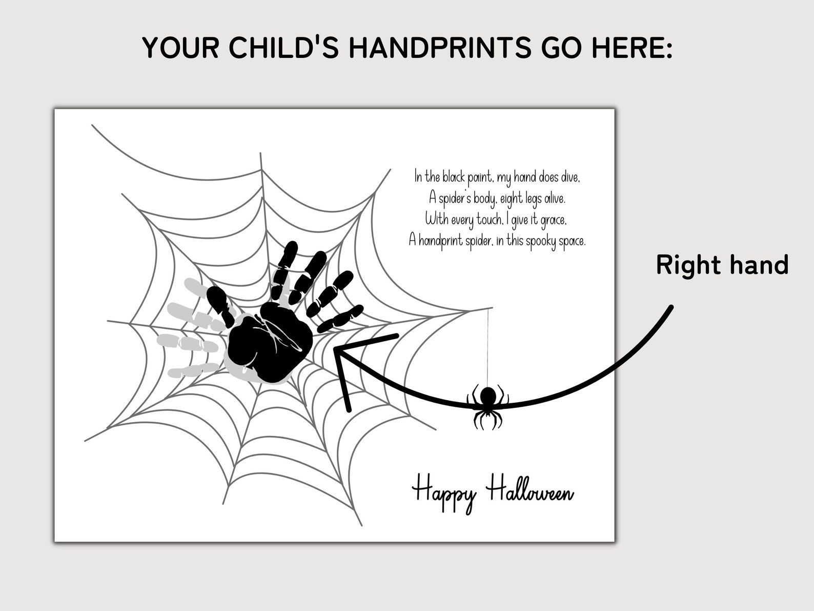 Halloween Handprint Art, Fall Handprint Craft, Spider Halloween Poem ...