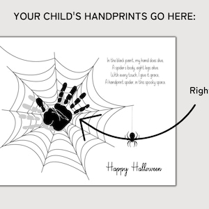 Halloween Handprint Art, Fall Handprint Craft, Spider Halloween Poem ...
