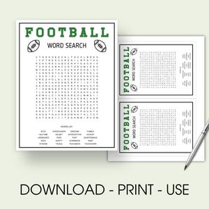 Football Word Search Game, Football Theme Party Games, Birthday Party ...